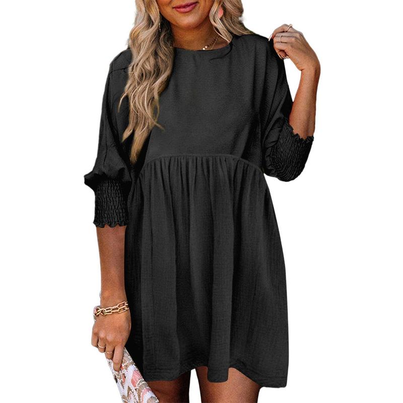 Shamara | Casual Crew Neck Loose Fit Mini Dress – Abbey London